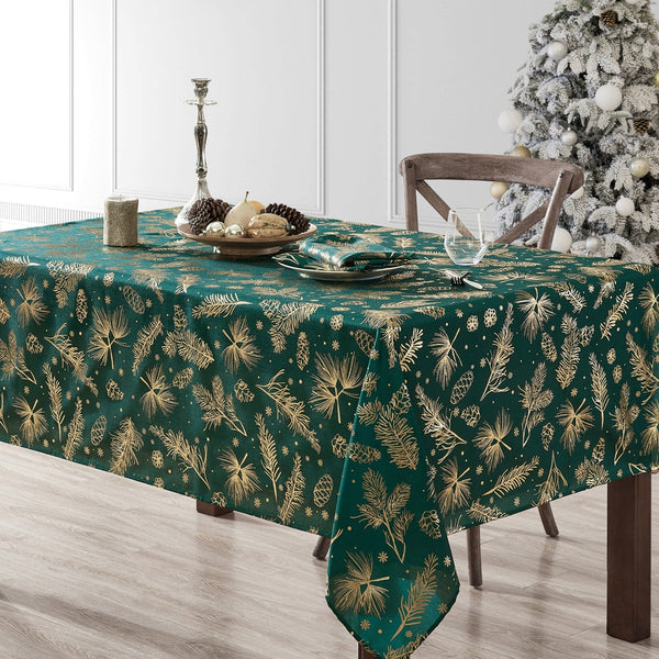 Pine Foil Fabric Holiday Tablecloth – Threadmade Home