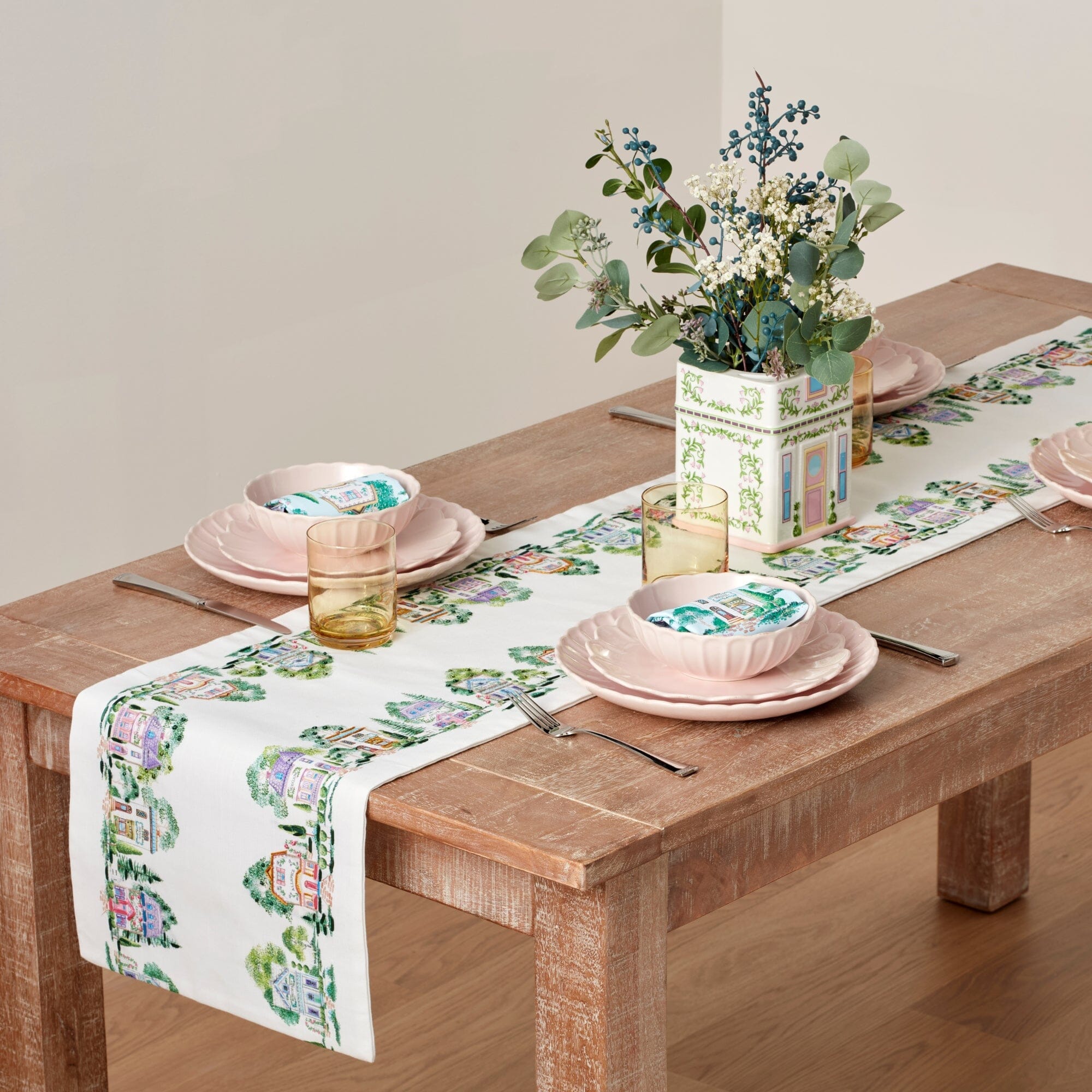 Lenox Spice Village Print Embroidered Runner – Threadmade Home
