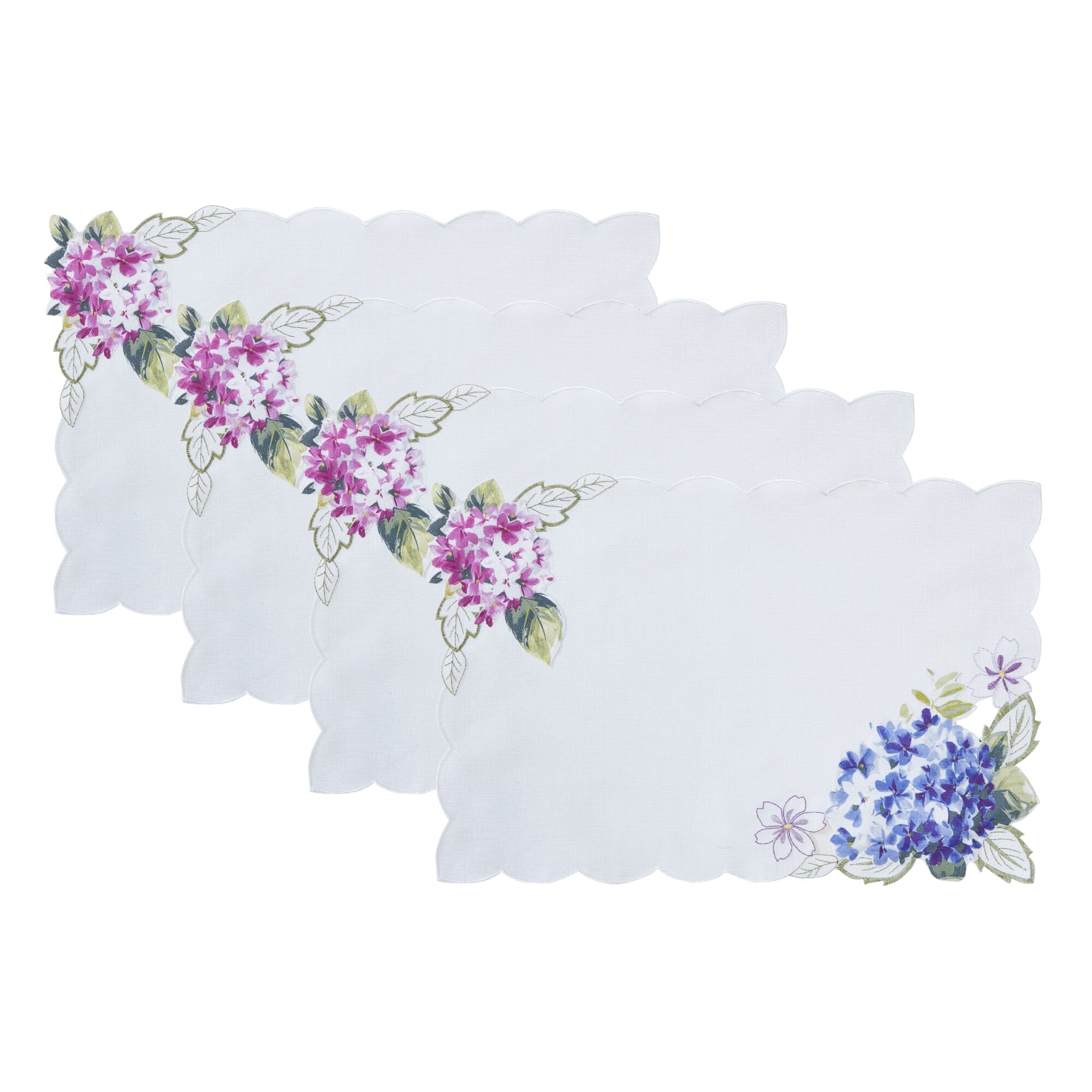 Spring Hydrangea Floral Cutwork Placemats, Set of 4 – Threadmade Home